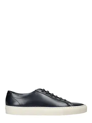 LOAKE Sprint Contrast-stitch Leather Low-top Trainers - Navy