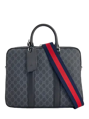 Gucci Monogram-print Coated-canvas Briefcase - Black/black/brb