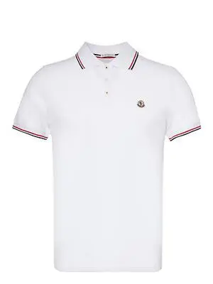 MONCLER Brand-patch Split-hem Cotton-piqué Polo Shirt L