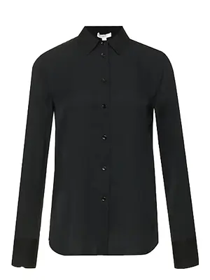 Vince Long-sleeved Slim-fit Stretch-silk Shirt - Black