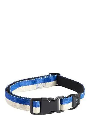 HAY Stripe Flat Dog Collar - Blue And Off White