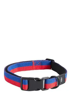 HAY Stripe Flat Dog Collar - Red And Blue