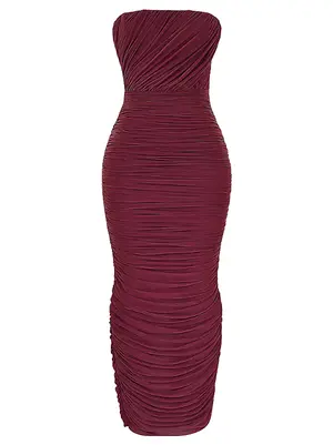 House Of Cb Sapphire Gathered Maxi Dress - Wine
