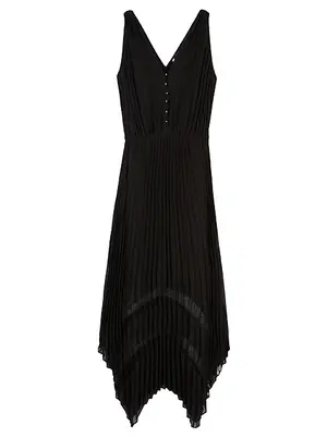 The Kooples Lace-embroidered Pleated Woven Midi Dress - Black