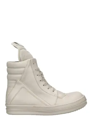 Rick Owens Geobasket Lace-up Leather High-top Trainers - Cream