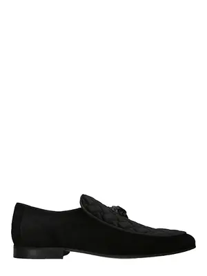 Kurt Geiger Eagle-embellished Quilted Velvet Loafers - Black/comb