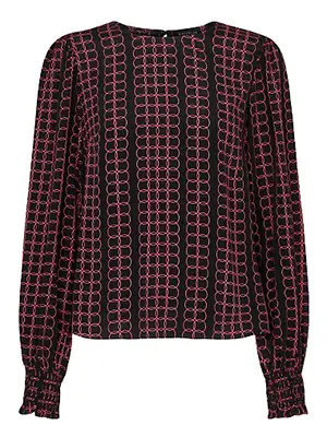 Whistles Graphic-print Woven Blouse - Black