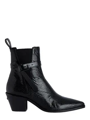 Zadig&Voltaire Tyler Python-effect Leather Ankle Boots - Noir