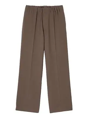 Sandro Elasticated-waist Wide-leg Stretch-woven Trousers - Chocolate