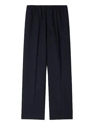 Sandro Elasticated-waist Wide-leg Stretch-woven Trousers - Navy Blue