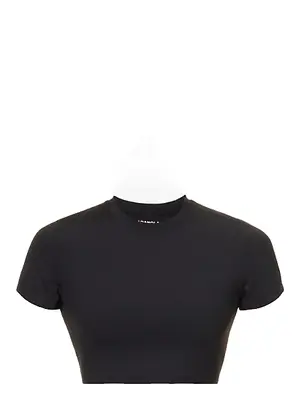 ADANOLA Fitted Cropped Stretch-woven T-shirt - Black