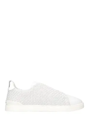 Zegna Triple Stitch Interwoven Leather Low-top Trainers - White