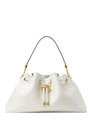 JIMMY CHOO Cinch Leather Shoulder Bag - Latte/gold