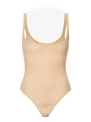 Wolford Scoop-neckline Stretch-mesh Body - Clay