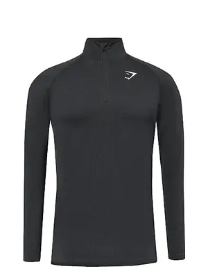 GYMSHARK Logo-print Half-zip Woven Top - Black