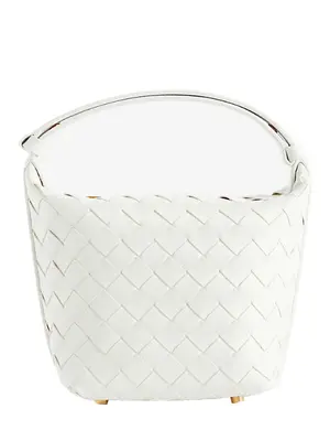 Bottega Veneta Leather Top Handle Bag - White-gold