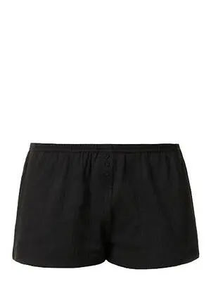 COU COU Pointelle Knitted Cotton Shorts 2black