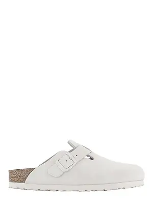 BIRKENSTOCK Boston Clog Suede Mules - White Suede