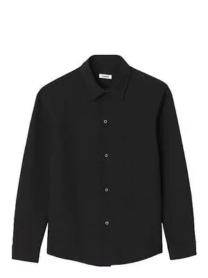 Sandro Joker Long-sleeve Regular-fit Stretch-woven Shirt - Noir / Gris