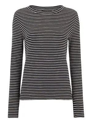 Whistles Striped Cotton And Modal-blend Top - Blue