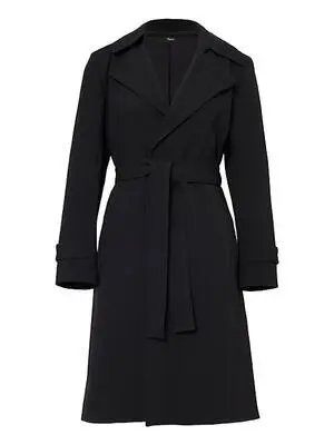 Theory Oaklane Belted Crepe Coat - Black