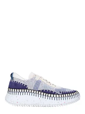 Chloé Nama Embroidered Suede And Mesh Trainers Blue Other