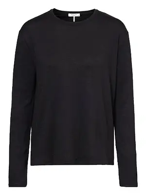 Rag & Bone Split-hem Woven Top - Black