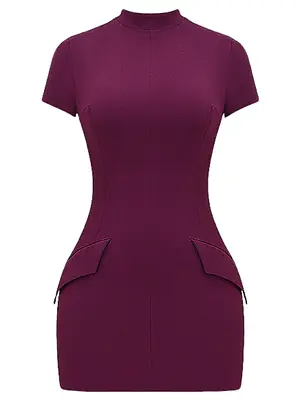 House Of Cb Alia Flap-pocket Mini Dress - Mulberry