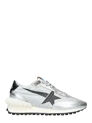 GOLDEN GOOSE Marathon Runner Leather And Mesh Low-top Trainers - Silver Com