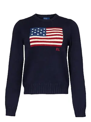 RALPH LAUREN American Flag Intarsia Cotton Jumper