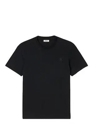Sandro Logo-embroidered Regular-fit Cotton T-shirt - Noir / Gris