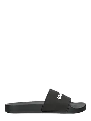 Balenciaga Logo-embossed Rubber Slides - Blk/white