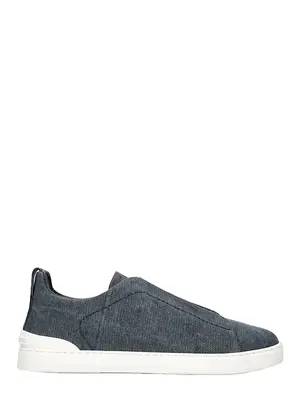 Zegna Triple Stitch Canvas Low-Top Trainers Navy