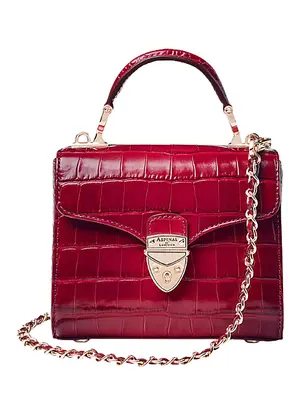 ASPINAL OF LONDON Mayfair Mini Croc-embossed Shoulder Bag - Cherry