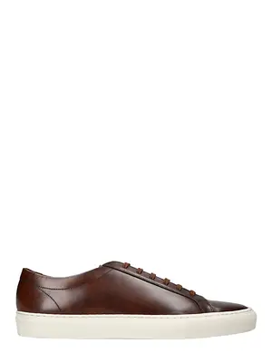 LOAKE Sprint Contrast-stitch Leather Low-top Trainers - Dark Brown