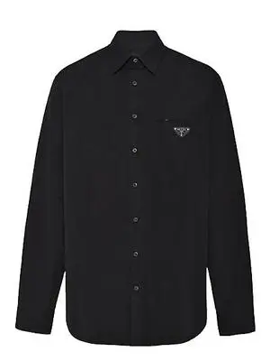 Prada Classic-collar Oversized-fit Cotton Shirt - Black