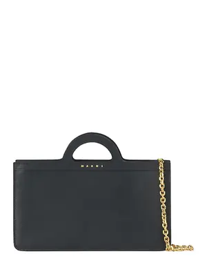 Marni Logo-print Leather Top Handle Bag - Black