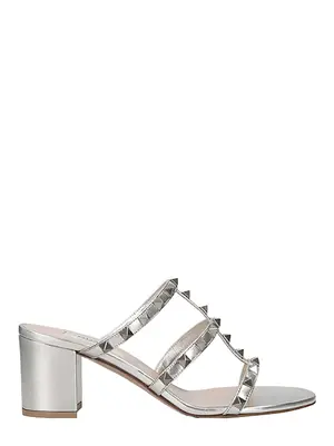 Valentino Garavani Rockstud Leather Heeled Mules Blush