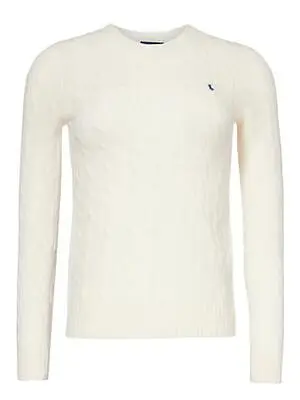 Ralph Lauren Logo-embroidered Cable-knit Wool And Cashmere Jumper - Authentic Cream