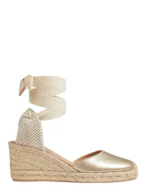 LK BENNETT Maureen Metallic Leather Espadrille Wedges - Gol-gold