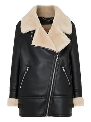 Whistles Faux Fur-lined Faux-leather Relaxed-fit Jacket - Black