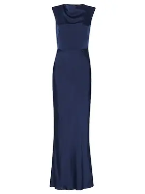 Whistles Cowl-neck Tie-back Maxi Dress - Navy