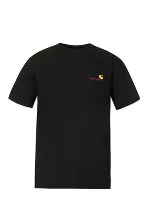 Carhartt Work In Progress American Script Logo-embroidered Cotton-jersey T-shirt Xxl - Black