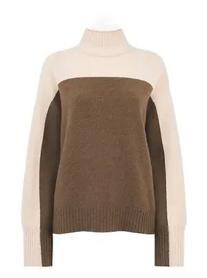 Whistles Colour-blocked Wool Jumper - Cream
