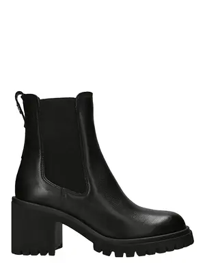 Carvela Logo-plaque Leather Heeled Ankle Boots - Black
