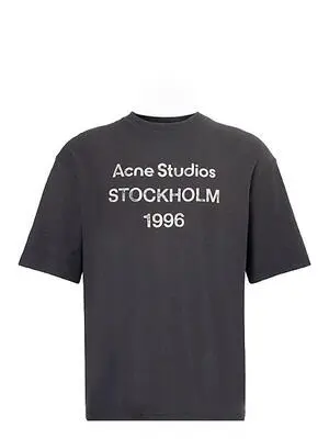 Acne Studios Exford 1996 Logo-print Cotton-jersey Blend T-shirt - Faded Black