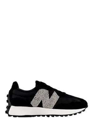 NEW BALANCE 327 Suede And Mesh Low-Top Trainers Black  Leopard White