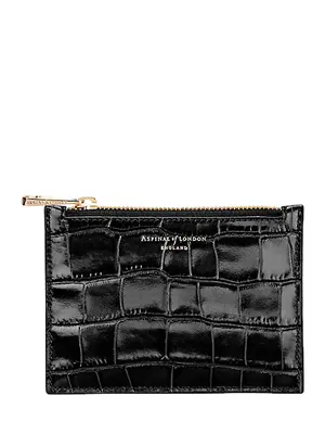ASPINAL OF LONDON Croc-embossed Leather Pouch - Black
