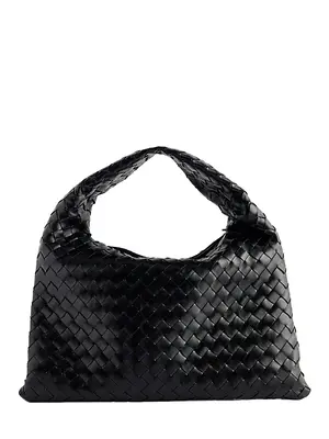 Bottega Veneta Hop Small Leather Shoulder Bag - Black-m Brass