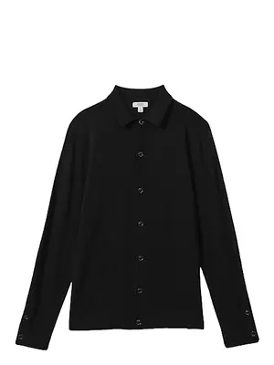 REISS Buttoned Wool Cardigan - Black